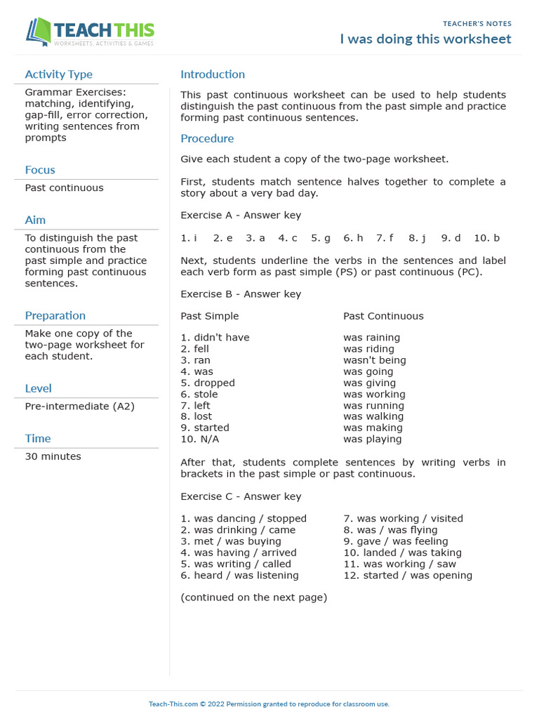 i-was-doing-this-worksheet | PDF