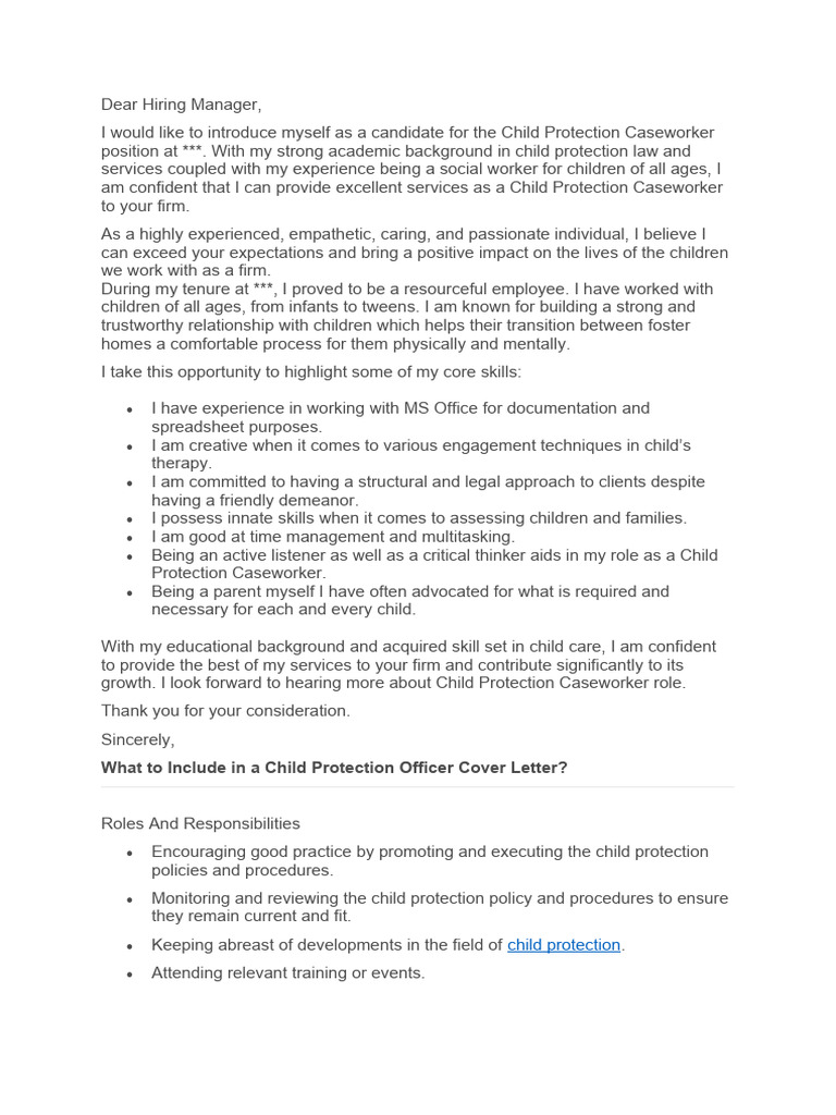 Dear Hiring Manager | Download Free PDF | Child Protection | Social Work