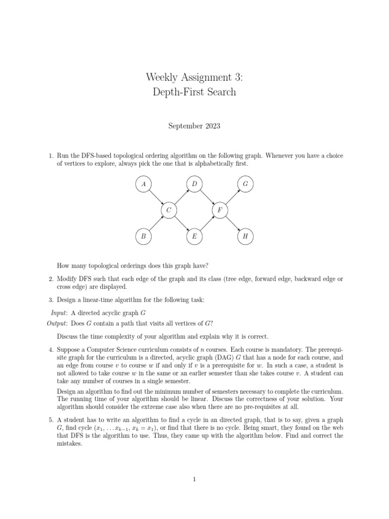 Weekly Assignment 3: Depth-First Search: September 2023 | Download Free PDF | Mathematical ...