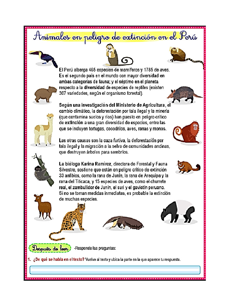 Animales en Peligro de Extincion en Perú | PDF