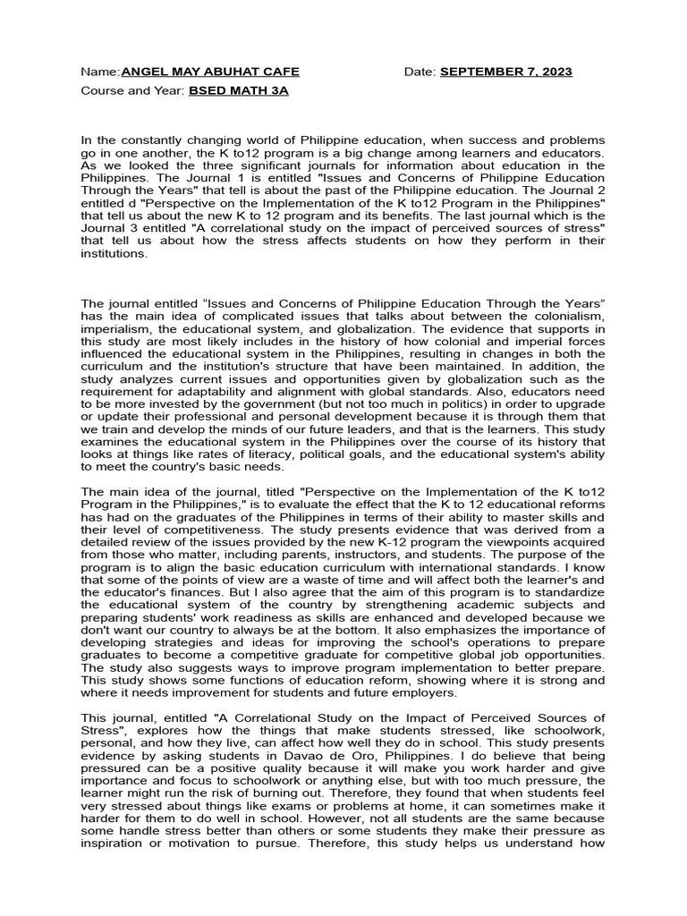 PED 7 Synthesis Paper | PDF | Education Reform | Cognition