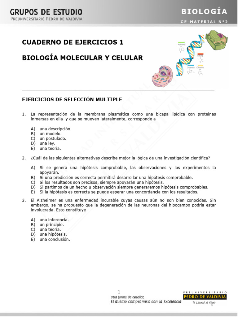 Cuaderno de Ejercicio Numero 1 Biologia Celular y Molecular | PDF | Codigo genetico | Mitosis