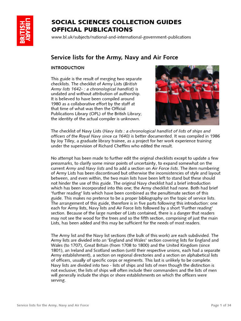 Service List Army Navy | PDF | Regiment | Militia