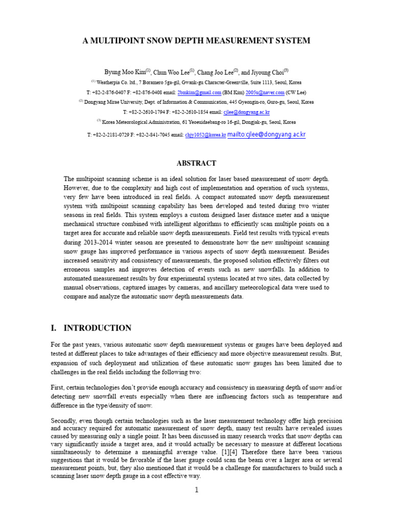 A Multipoit Snow Depth Measurement System | PDF | Snow | Accuracy And ...