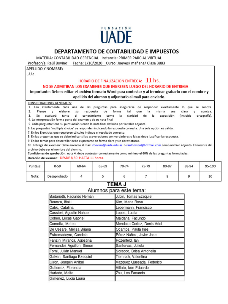 Parcial Virtual Setiembre 2020 CG Tema J | PDF