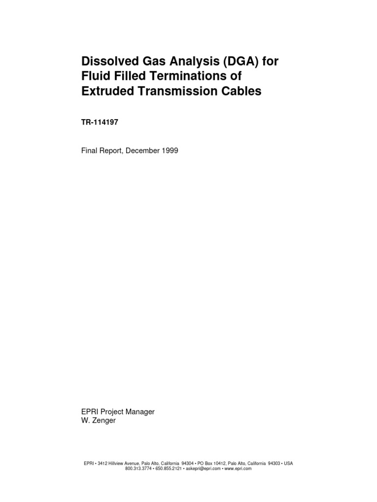 TR - 114197 - Dissolved Gas Analysis - DGA - For Fluid Filled Terminations of Extruded ...
