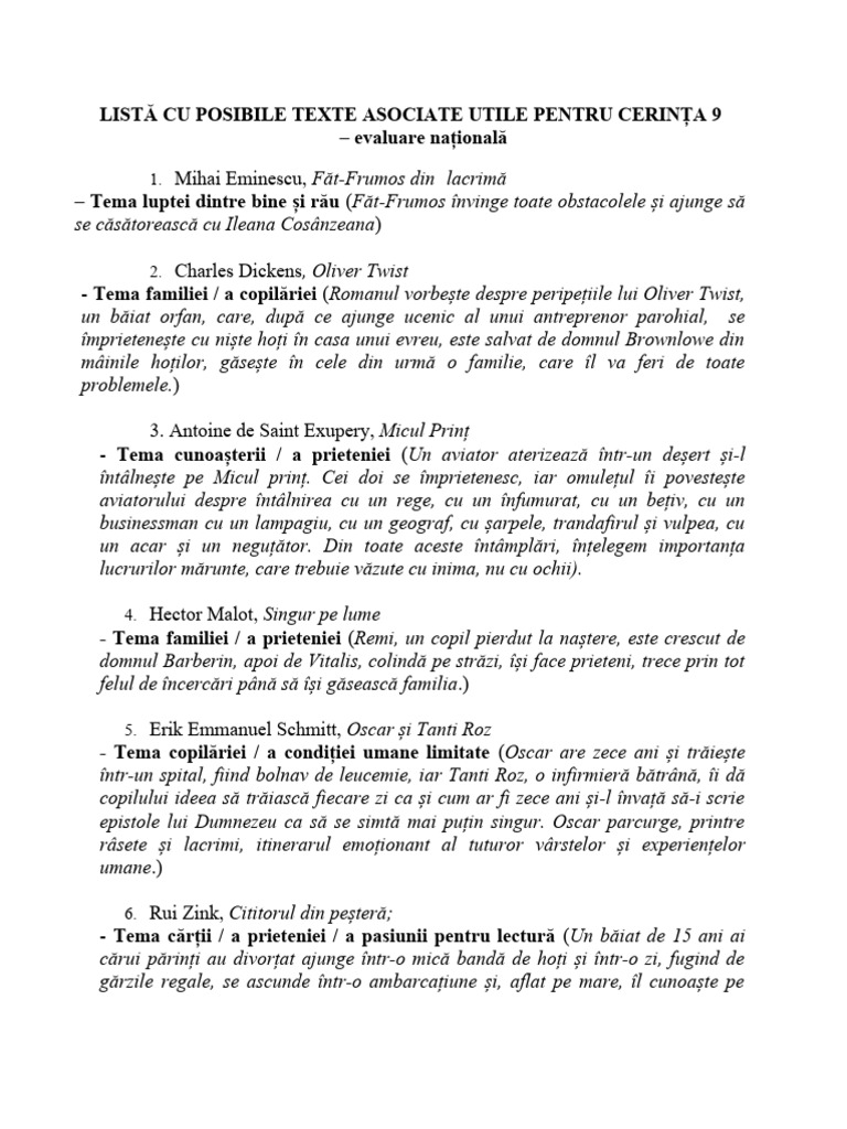 Lista Cu Texte PT Cerinta 9 | PDF