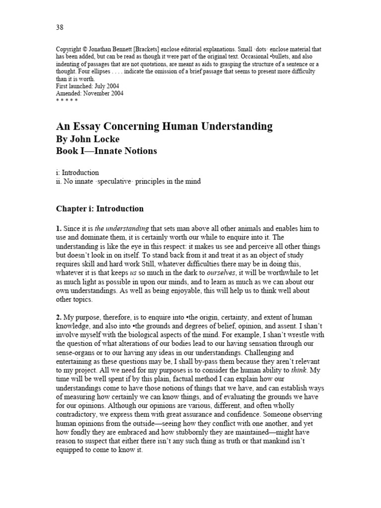 John Locke-An Essay Concerning Human Understanding | PDF | Idea | Mind