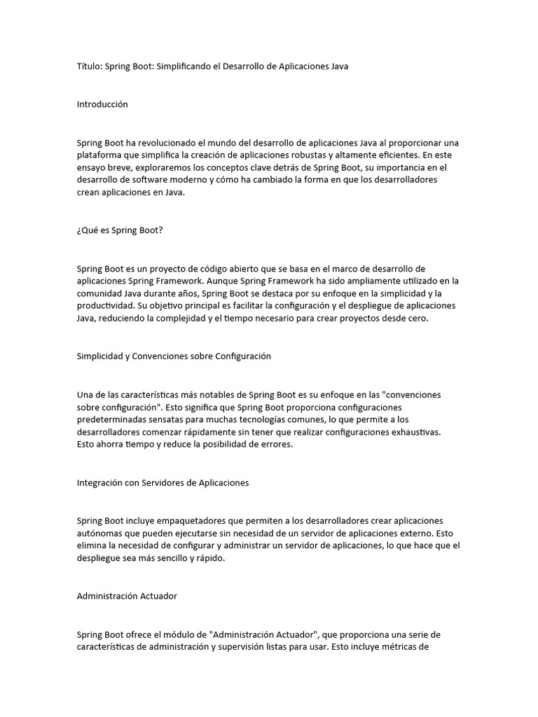 Ensayo Sobre Springboot Pdf Software De La Aplicacion Java Lenguaje De Programación