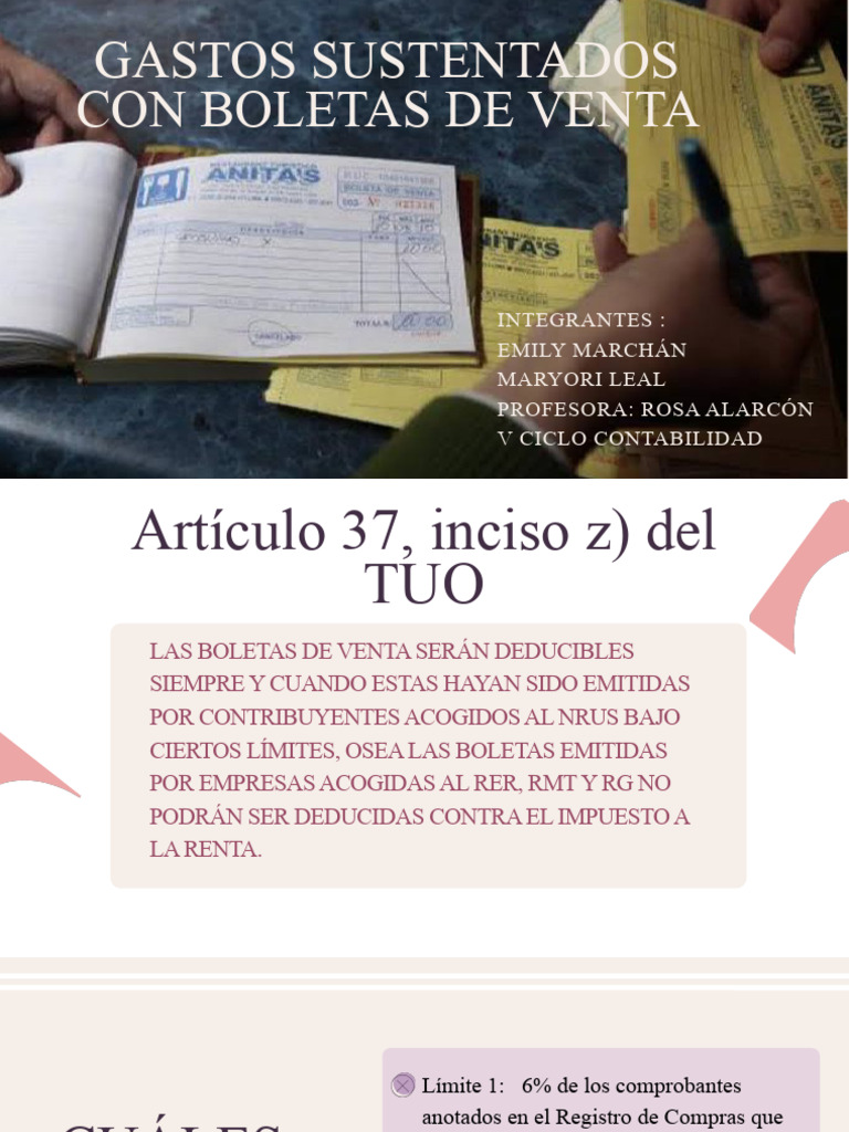 Gastos Sustentados Con Boletas de Venta | PDF