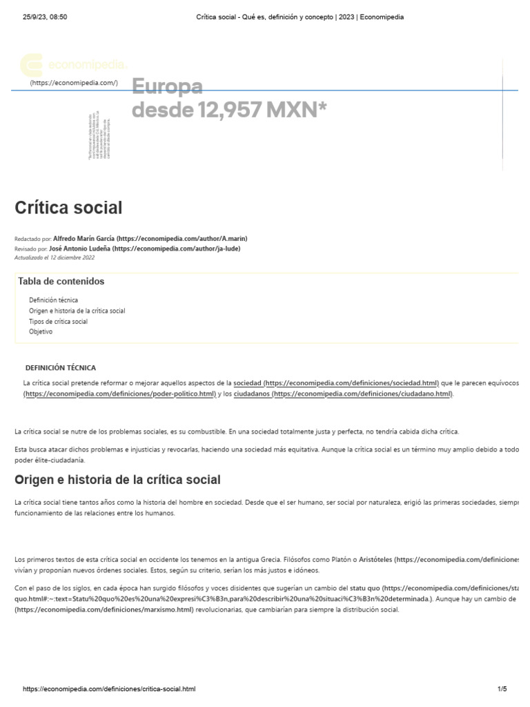 Crítica Social - Qué Es, Definición y Concepto - 2023 - Economipedia ...
