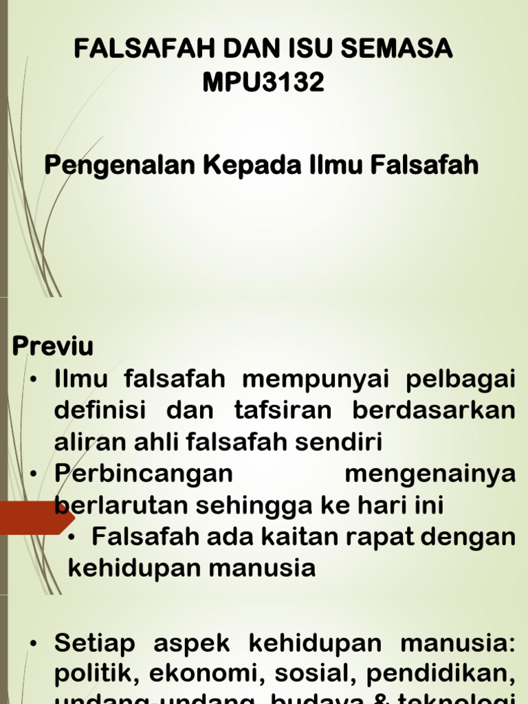 BAB 1 Pengenalan Kepada Ilmu Falsafah | PDF