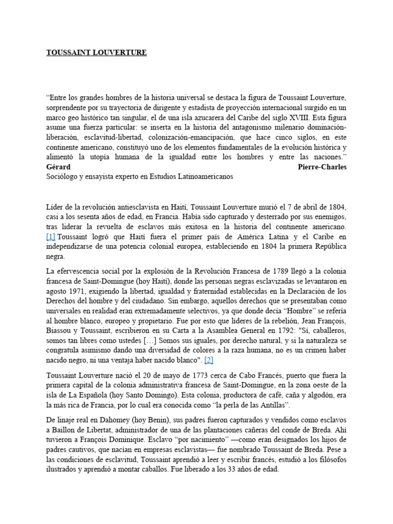 Toussaint Louverture | PDF | Historia