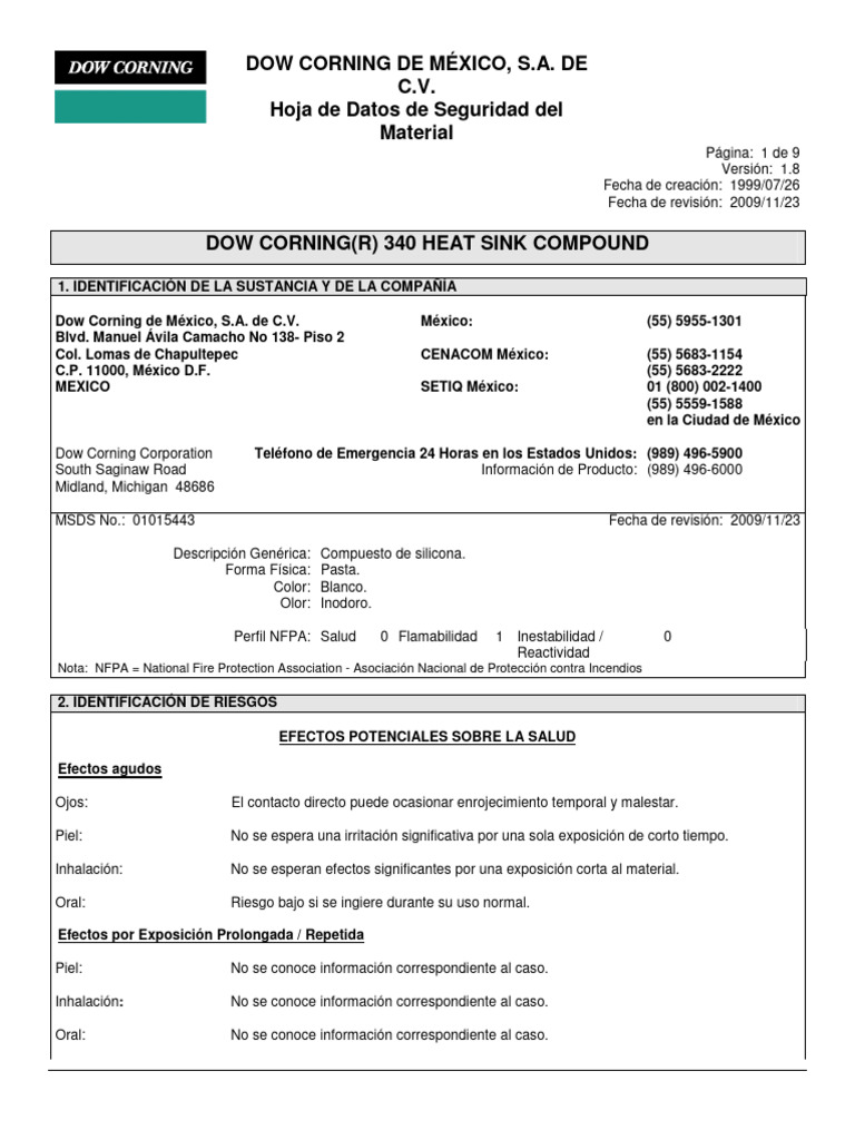 Dow Corning 340 | PDF | Agua | Carbón