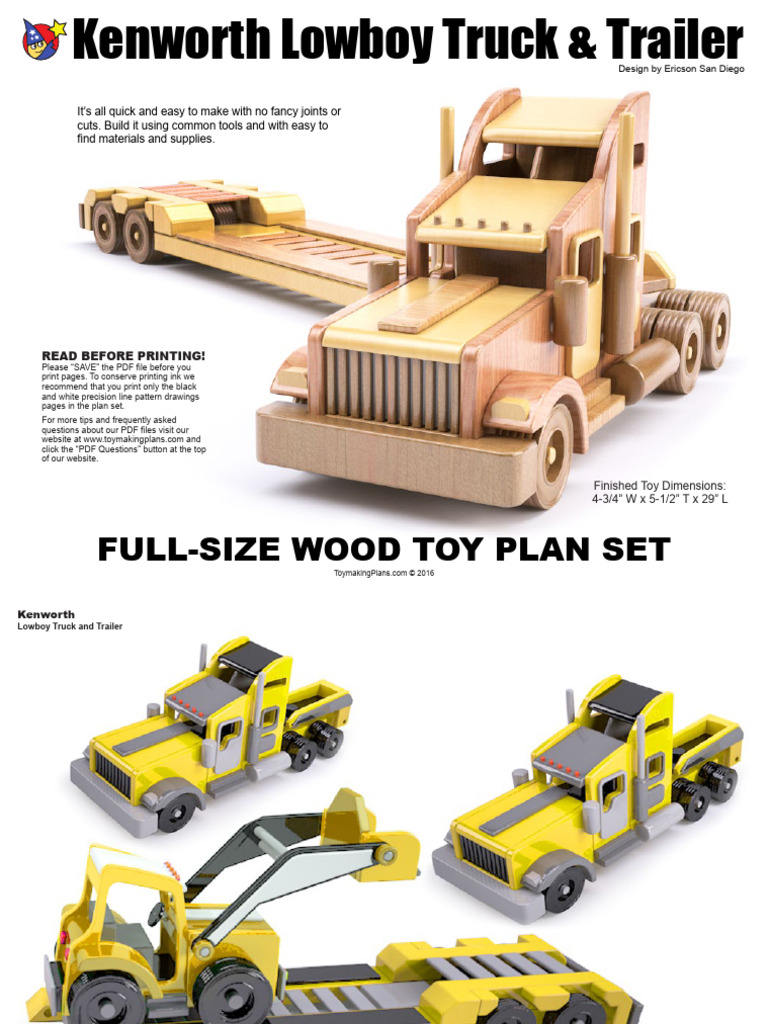 Toymp Kenworth Lowboy Truck | PDF | Hardwood | Trailer (Vehicle)