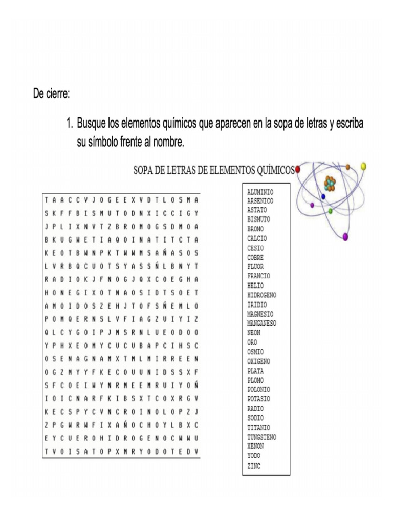 Sopa de Letras Quimica | PDF