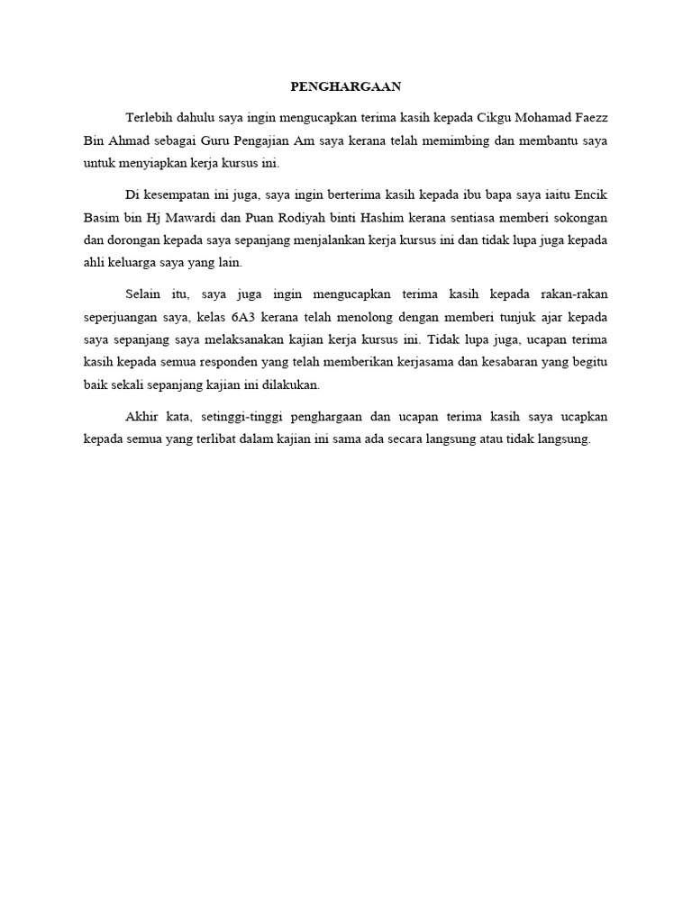 Penghargaan Kerja Kursus Pengajian Am | PDF