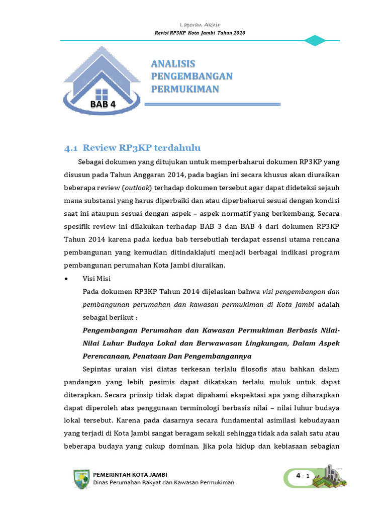 BAB 4 Akhir Review RP3KP Kota Jambi 2020 | PDF | Seni