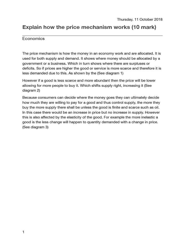 Understanding the Price Mechanism | PDF
