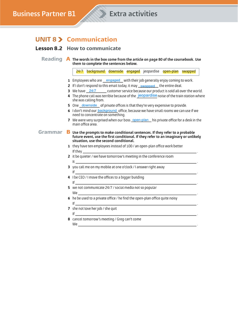 BusPart B1 ExClassPracWS U8 8.2 | PDF