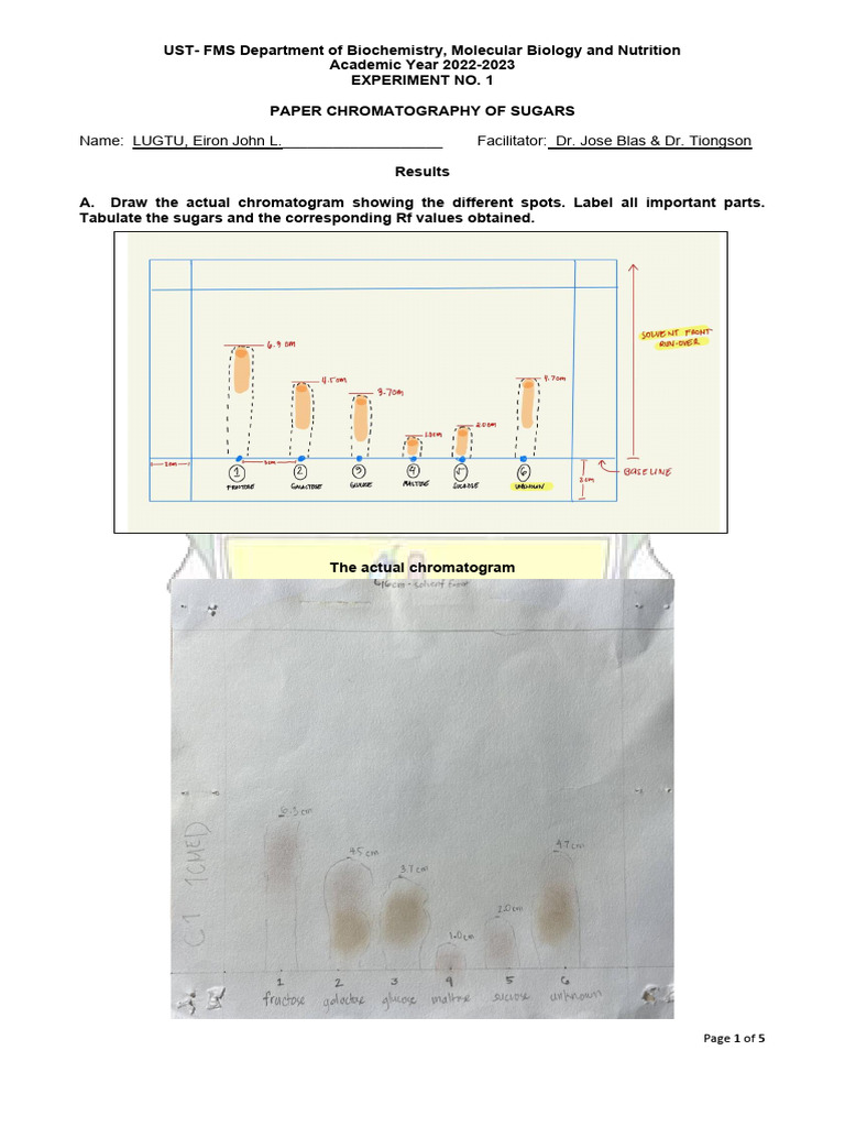 C1 Lugtu Expt1 | PDF | Chromatography | Sucrose