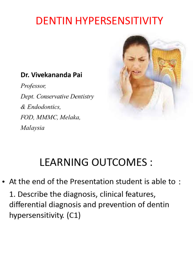 l1 9-11 Dentin Hypersensitivity - DR Vivek | PDF | Dentin | Dentistry