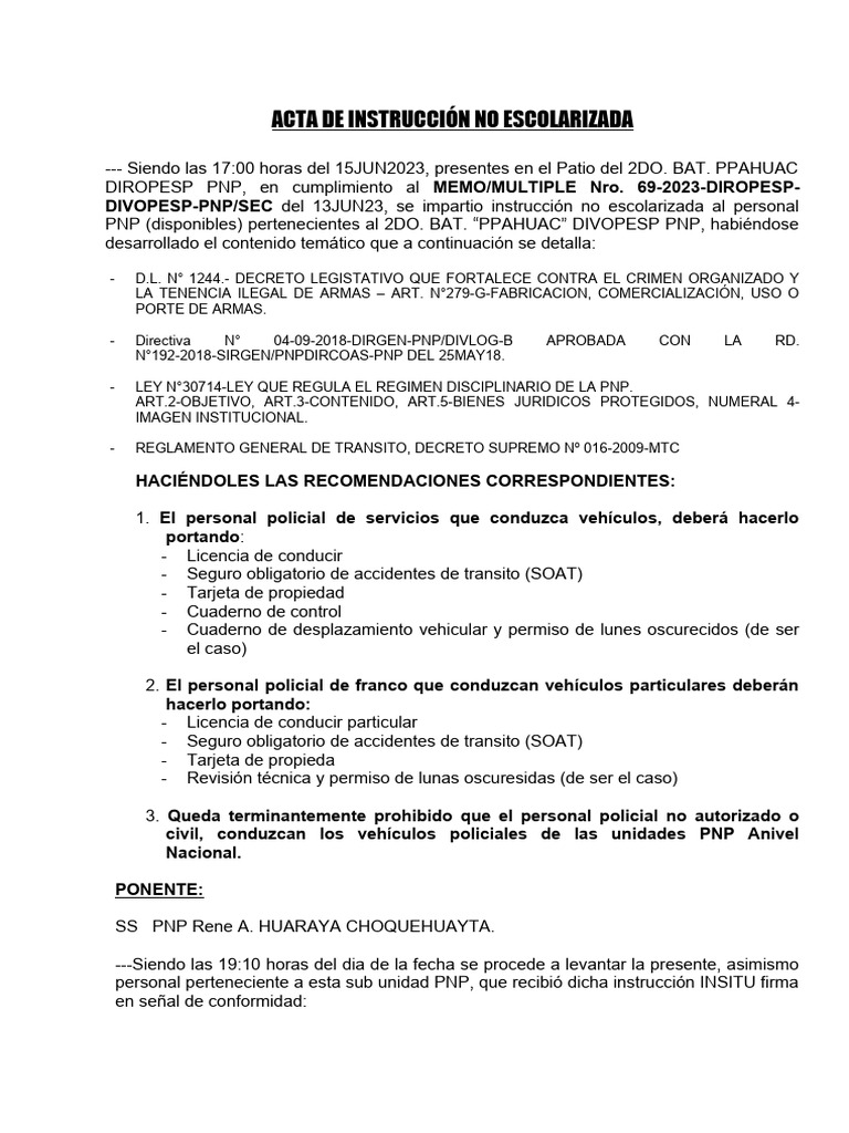 Acta de Instruccion | PDF