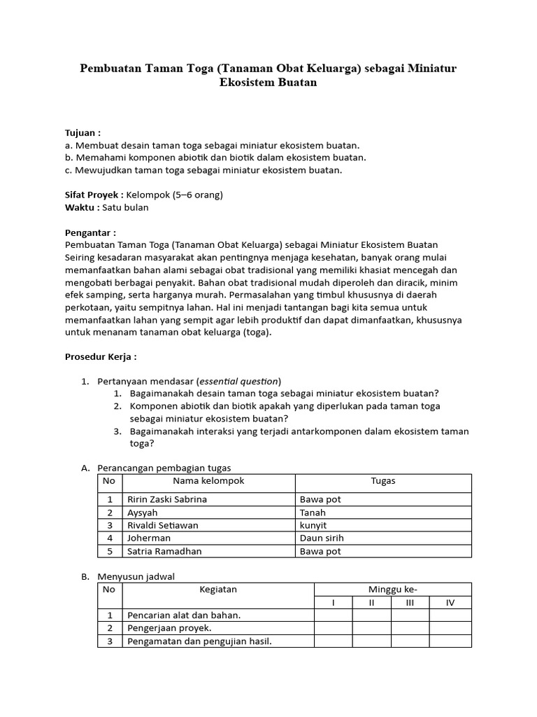 Pembuatan Taman Toga | PDF