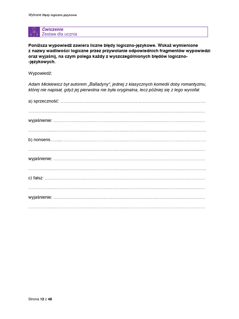 Błędy Logiczno Językowe | PDF