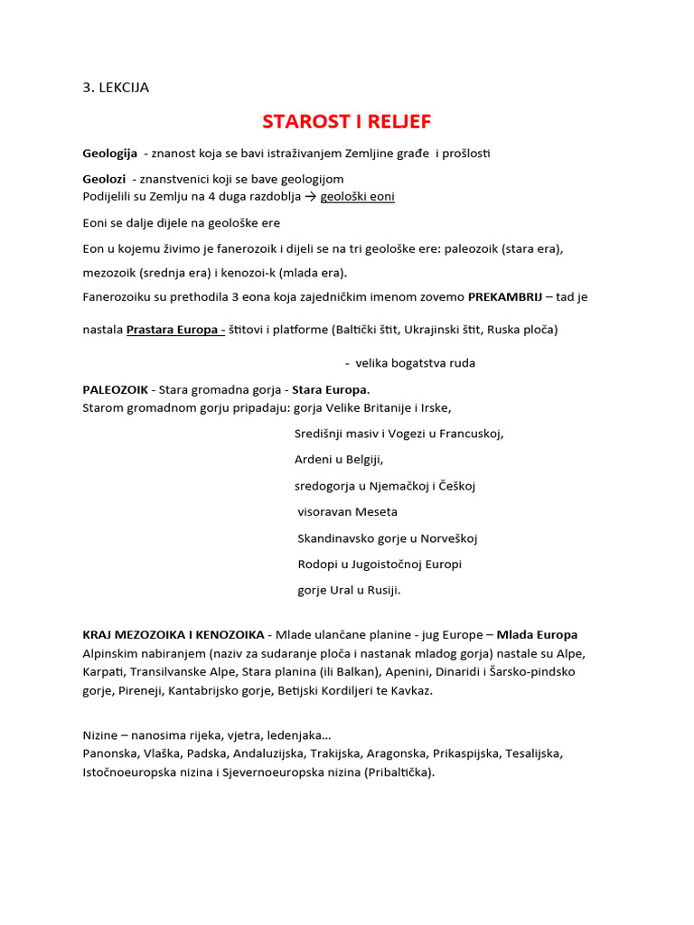 LEKCIJA - Starost I Reljef | PDF