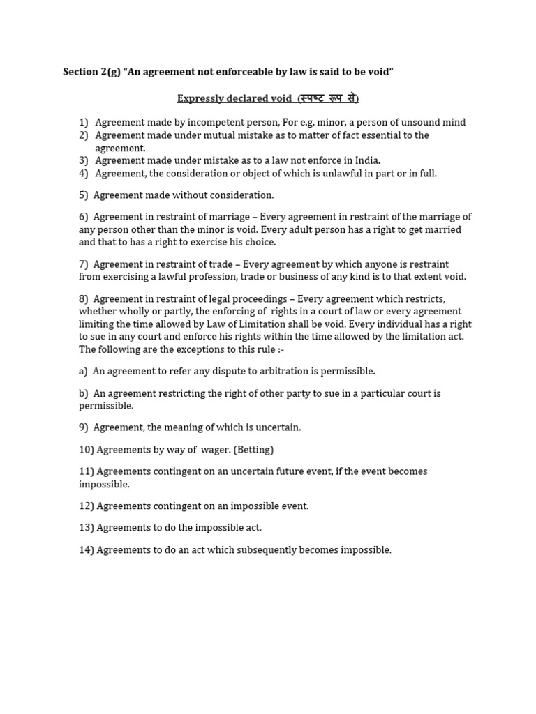 Void Agreements Under Indian Law | PDF