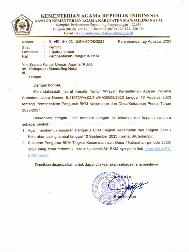 Surat Sk Bkm 2023 1 Pdf