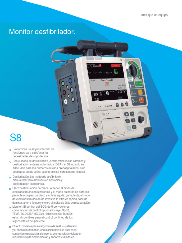 Ficha Tecnica Desfibrilador Comen s8 | PDF | Electrocardiografia | Cardiología