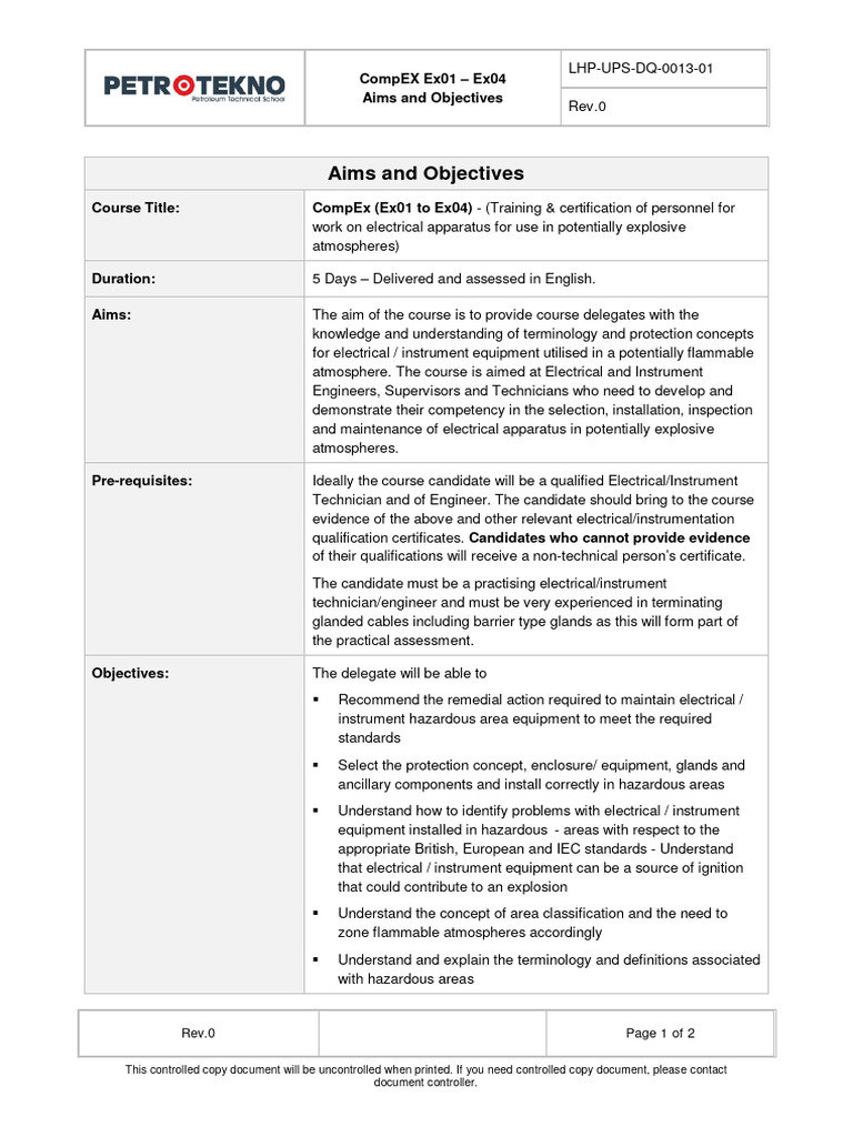 Petrotekno - Training Compex 01-04 | PDF | Safety