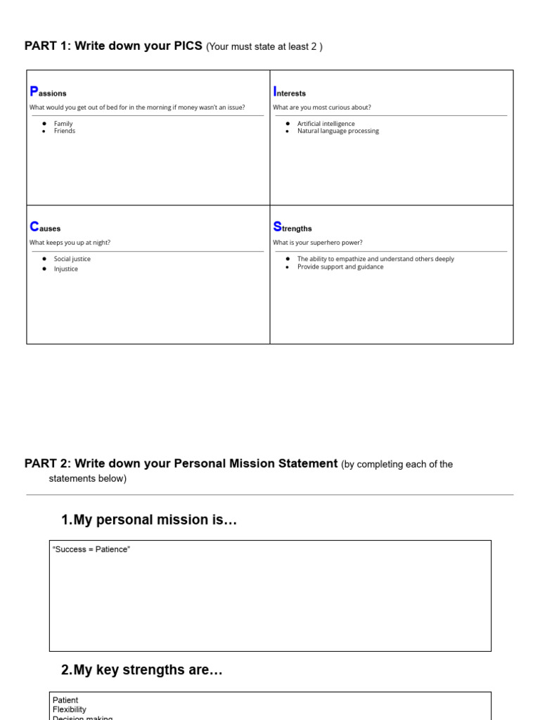 Personal Mission Statement Guide | PDF | Self-Improvement