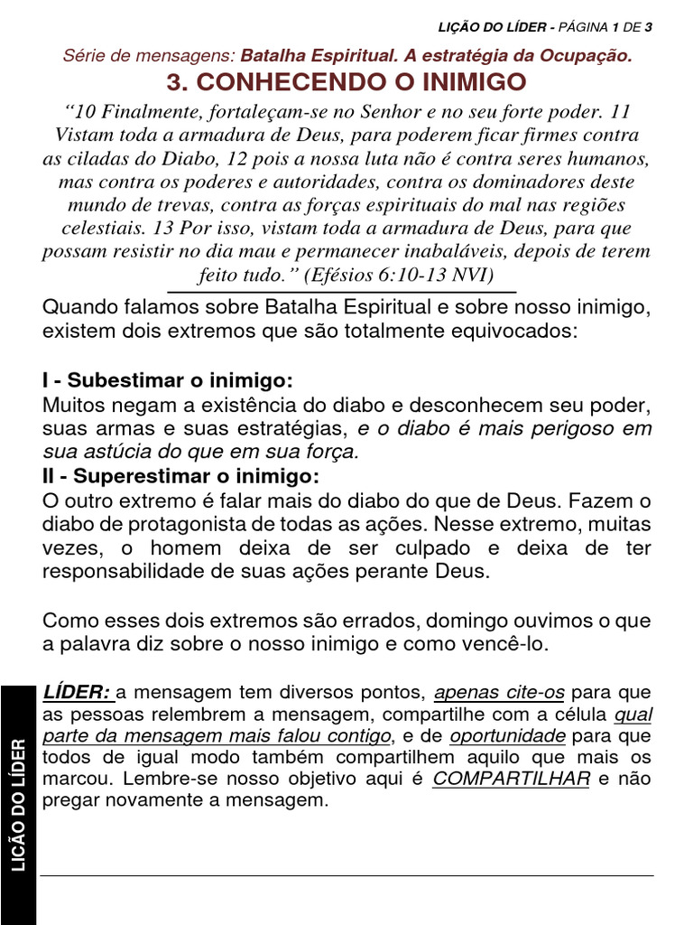03 Conhecendo o Inimigo Lider | PDF | Diabo | Deus