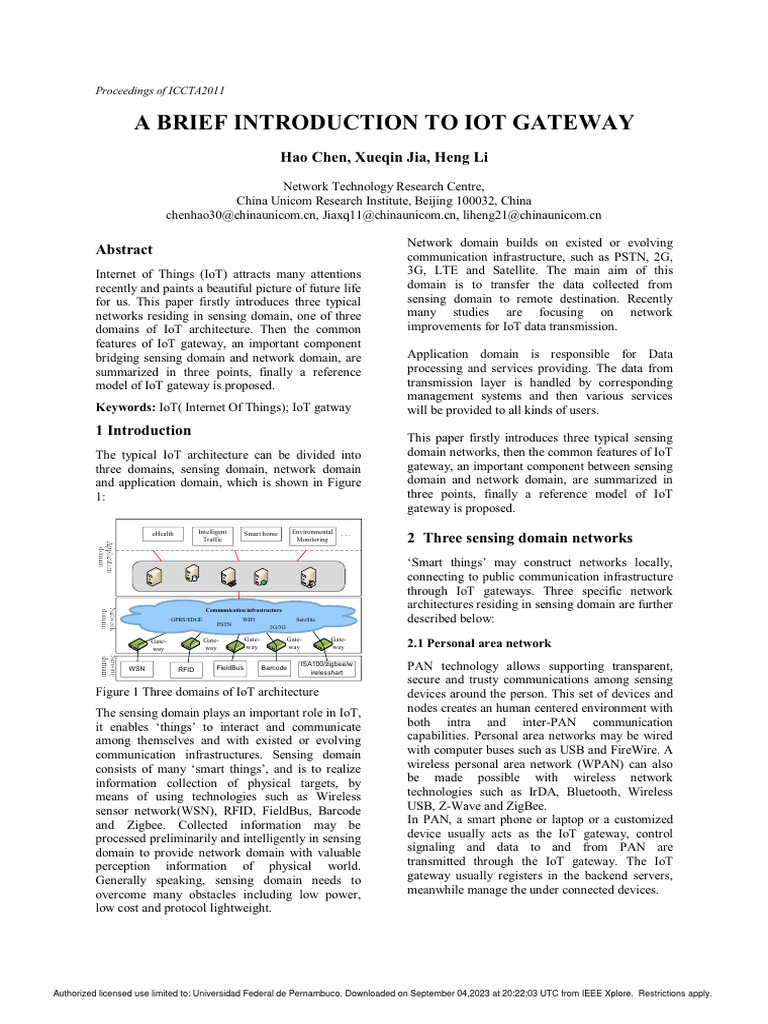 A Brief Introduction To IoT Gateway | PDF