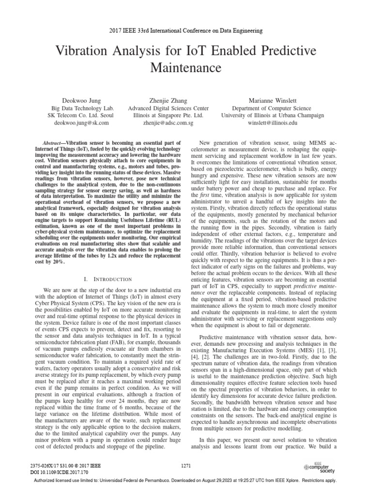 Vibration Analysis For IoT Enabled Predictive Maintenance | PDF | Internet Of Things | Wireless ...