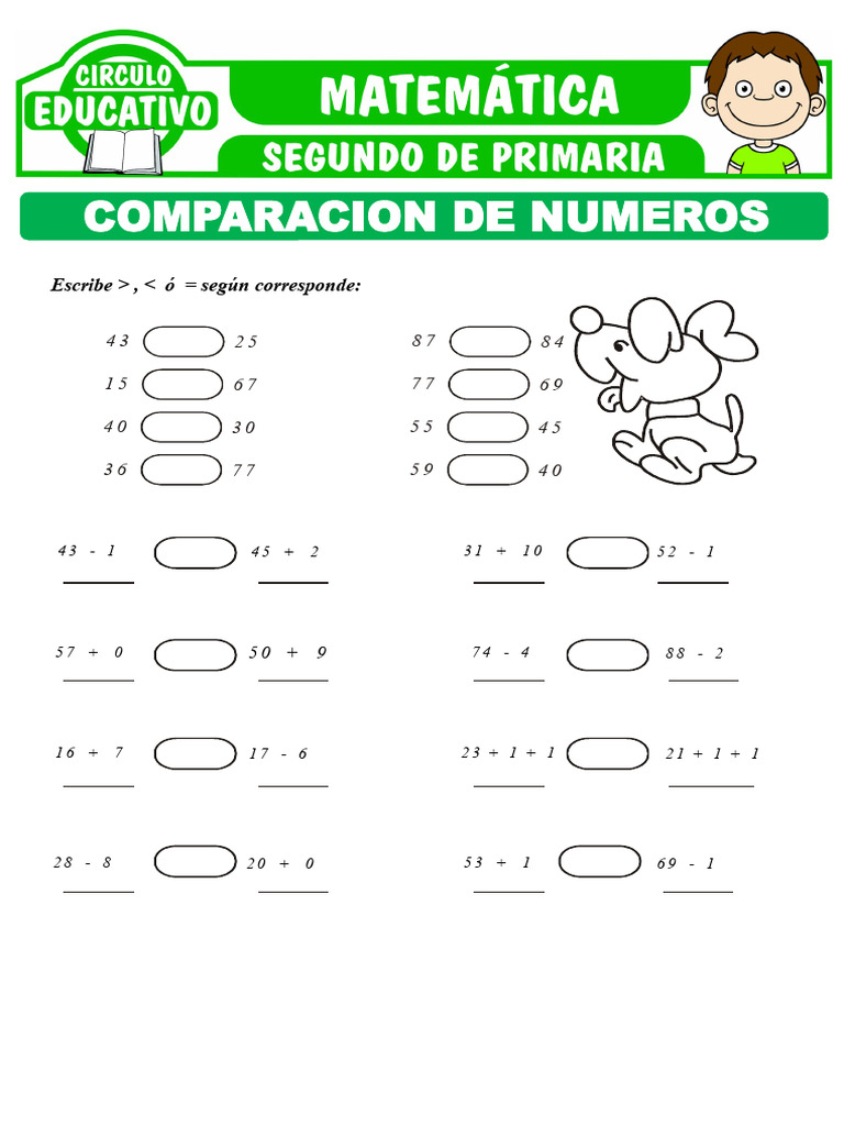 Comparacion de Numeros para Segundo de Primaria | PDF