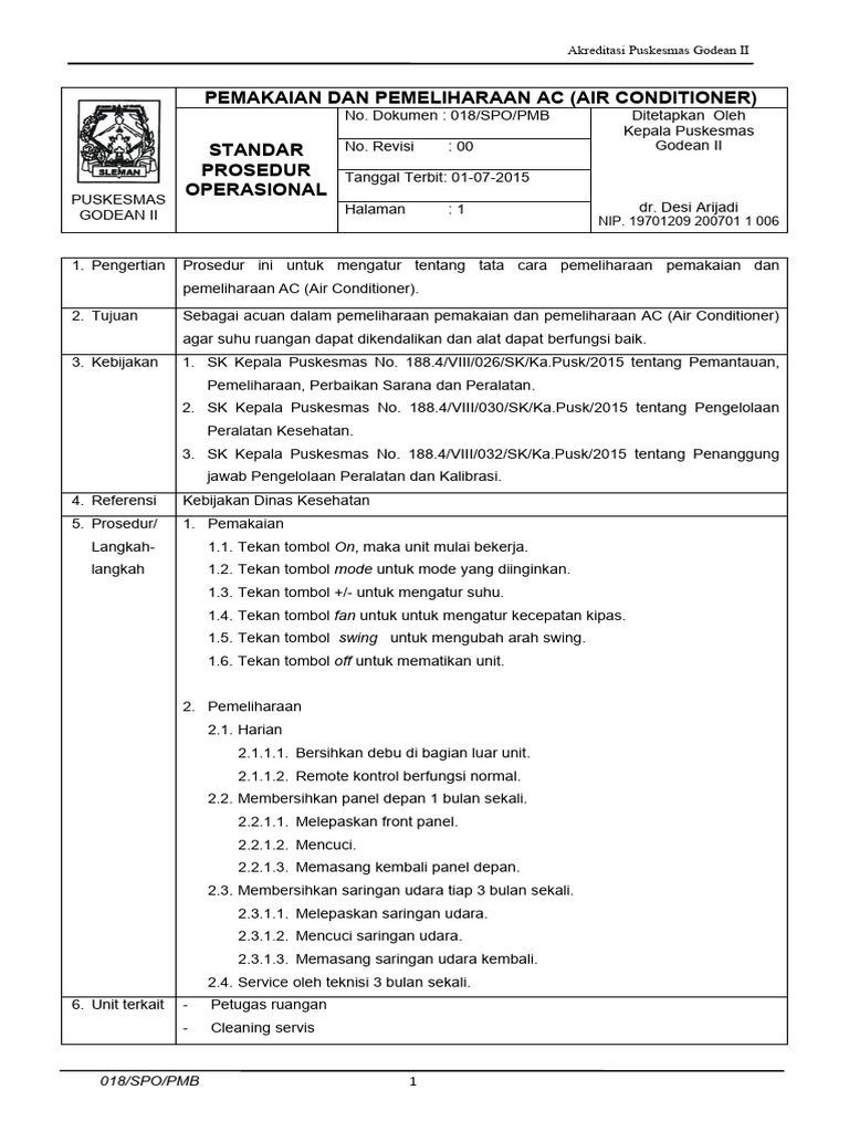 Pemakaian Dan Pemeliharaan Ac (Air Conditioner) | PDF