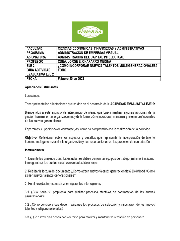 Guía Actividad Evaluativa Eje 2 Administración Del Capital Intelectual ...