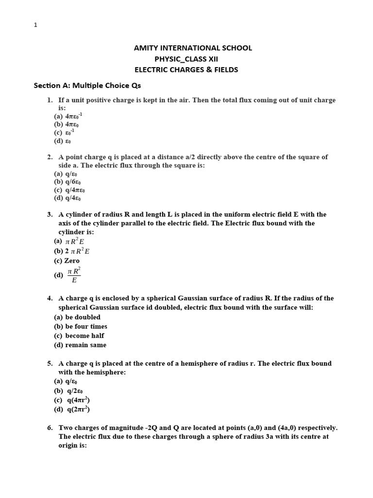 1 - Electric Charges & Field | PDF | Sphere | Electric Charge