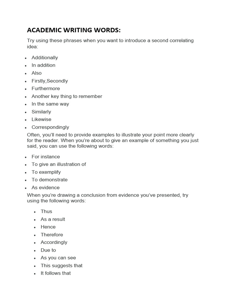 Academic Writing Words | PDF | Adverb | Argument