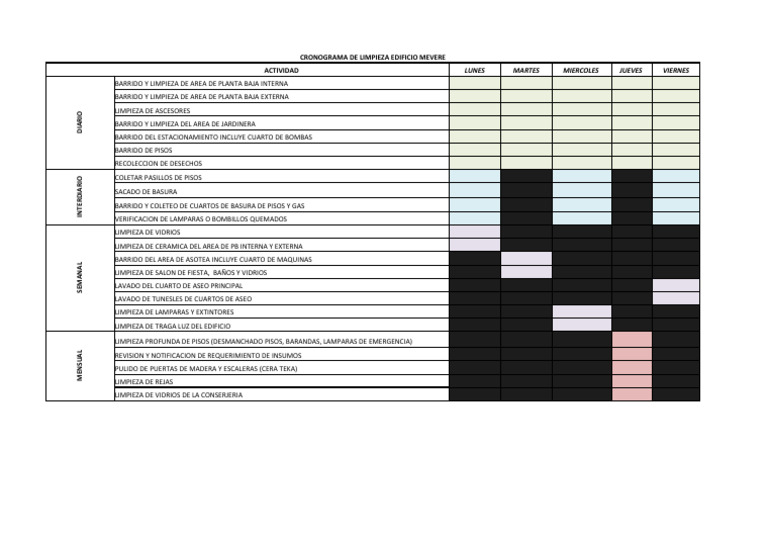 Cronograma Limpieza Edificio | PDF