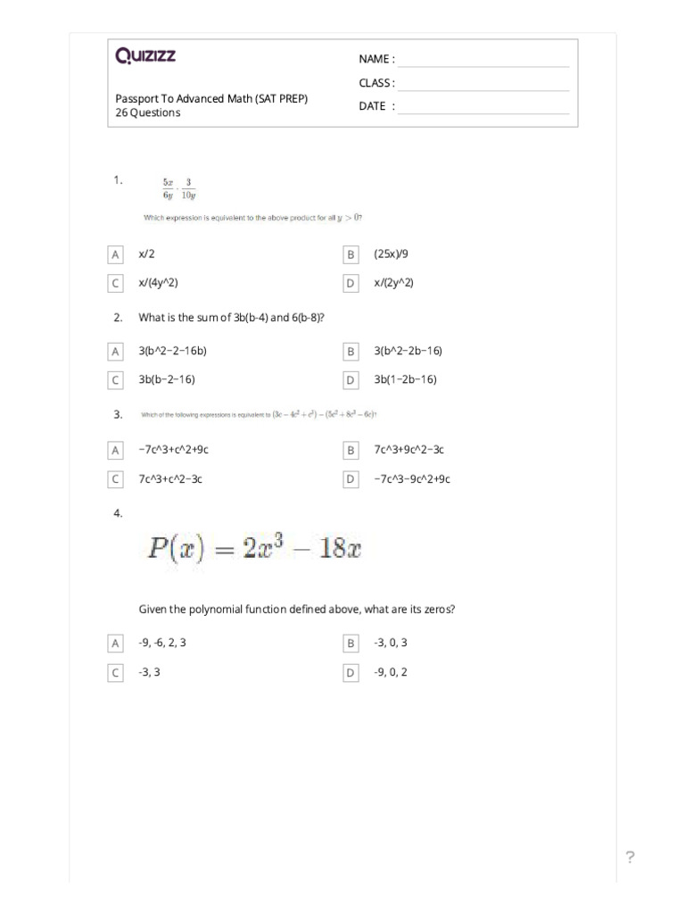 Passport To Advanced Math (SAT PREP) | PDF