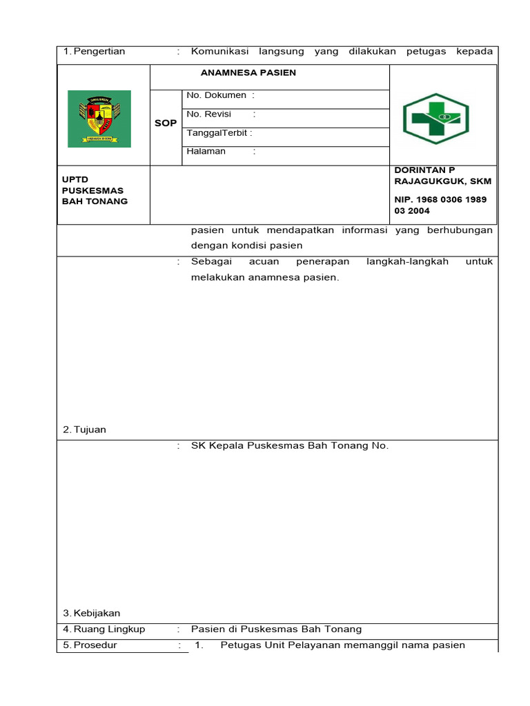 SPO Anamnesa Pasien | PDF