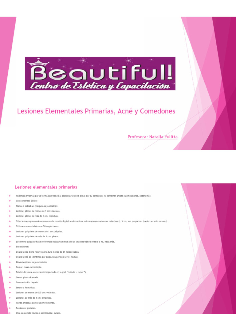 10 Lesiones Elementales, Acné y Comedones | PDF | Dermatología | Piel