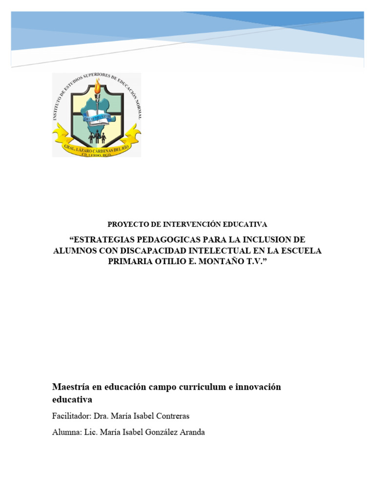 Proyecto de Intervención Educativa | PDF