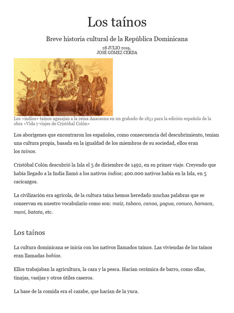 Los Taínos | PDF | República Dominicana | Cristobal colon