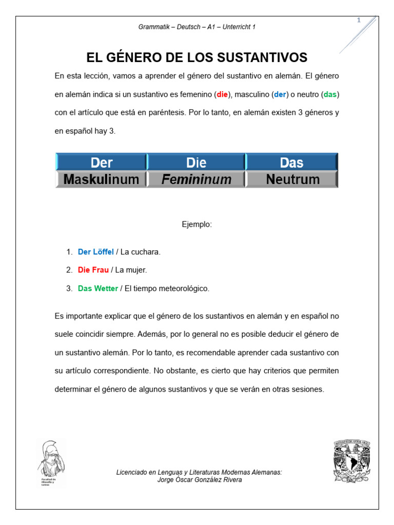 1 Clase 2 El Género de Los Sustantivos | PDF